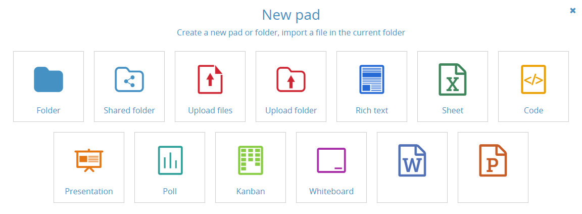 Add OO Doc/Slid Options to New Pad Menu · Issue #658 · cryptpad/cryptpad · GitHub