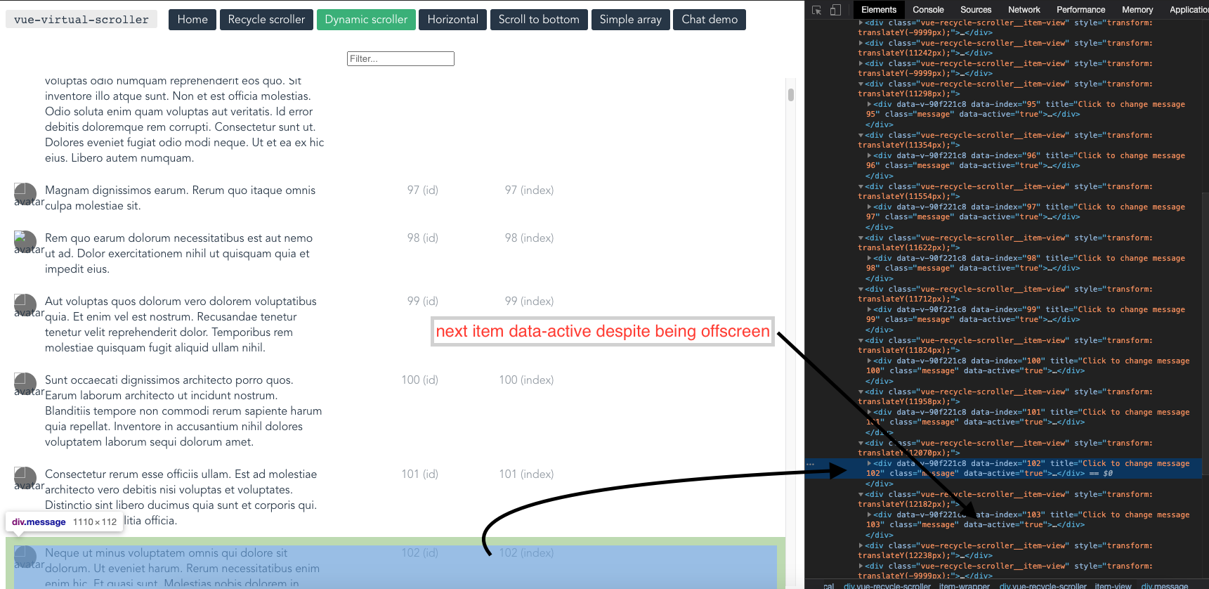 active true with item off-screen · Issue #541 · Akryum/vue-virtual-scroller · GitHub