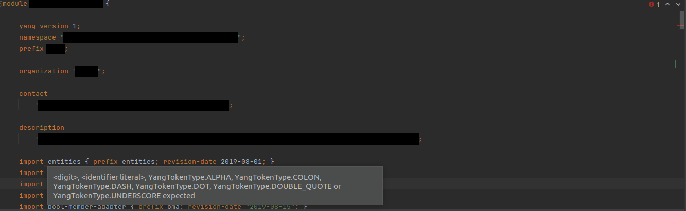 Plugin highlights valid Yang files as invalid · Issue #11 · PANTHEONtech/YANGinator · GitHub