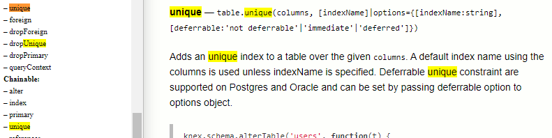 Sidebar element link to same section · Issue #5914 · knex/knex · GitHub