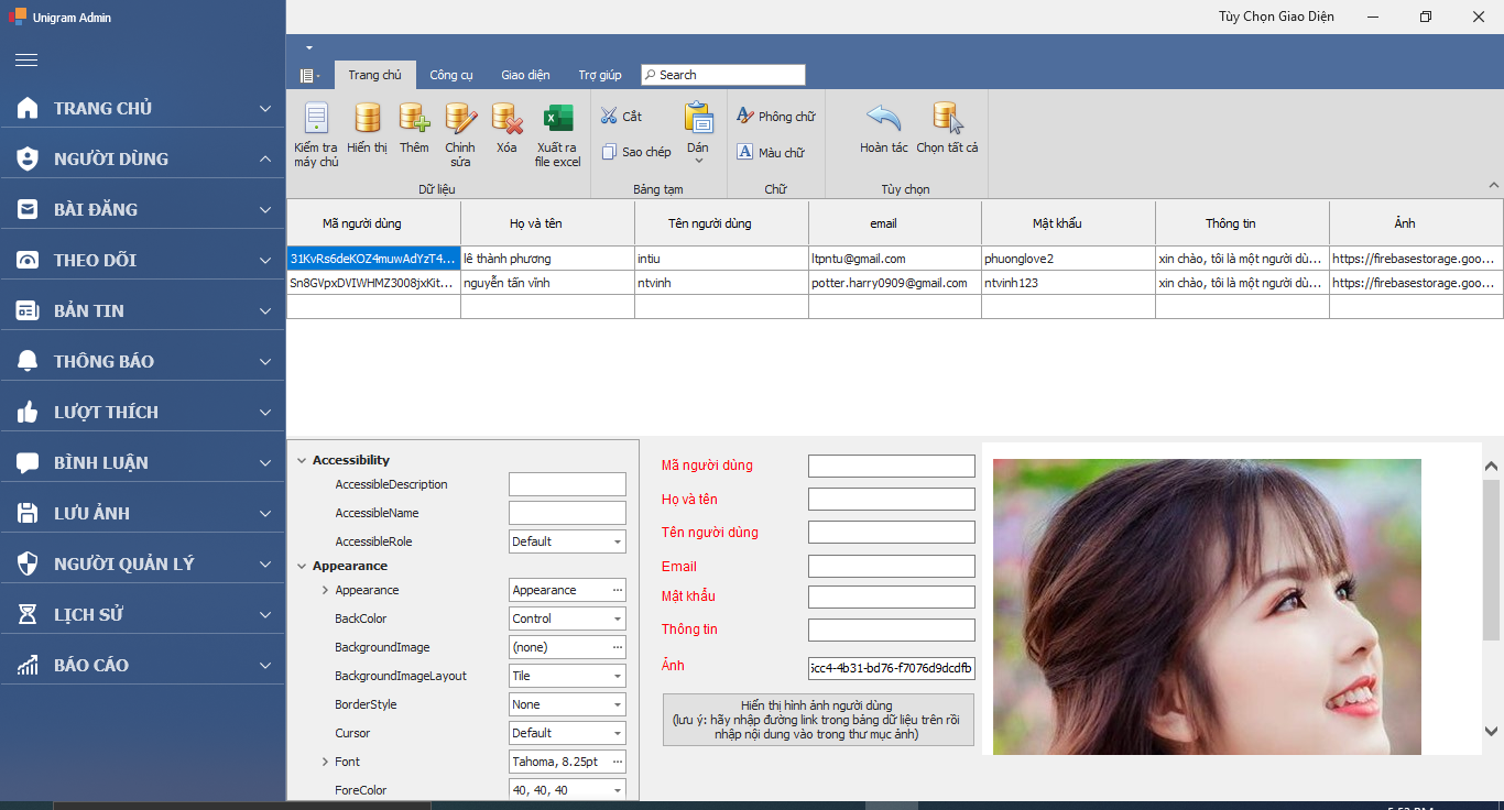 GitHub - lethanhphuong1999/Unigram-Admin-App: This is the application to manage social network ...