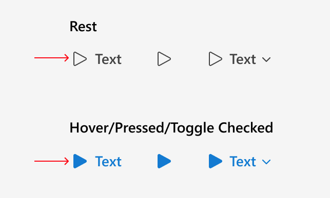 vNext Button Subtle and Transparent Variant, Icon should be Filled for Hover/Pressed/Toggle ...