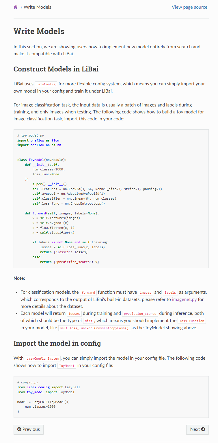 Add Write Models Docs by rentainhe · Pull Request #203 · Oneflow-Inc/libai · GitHub