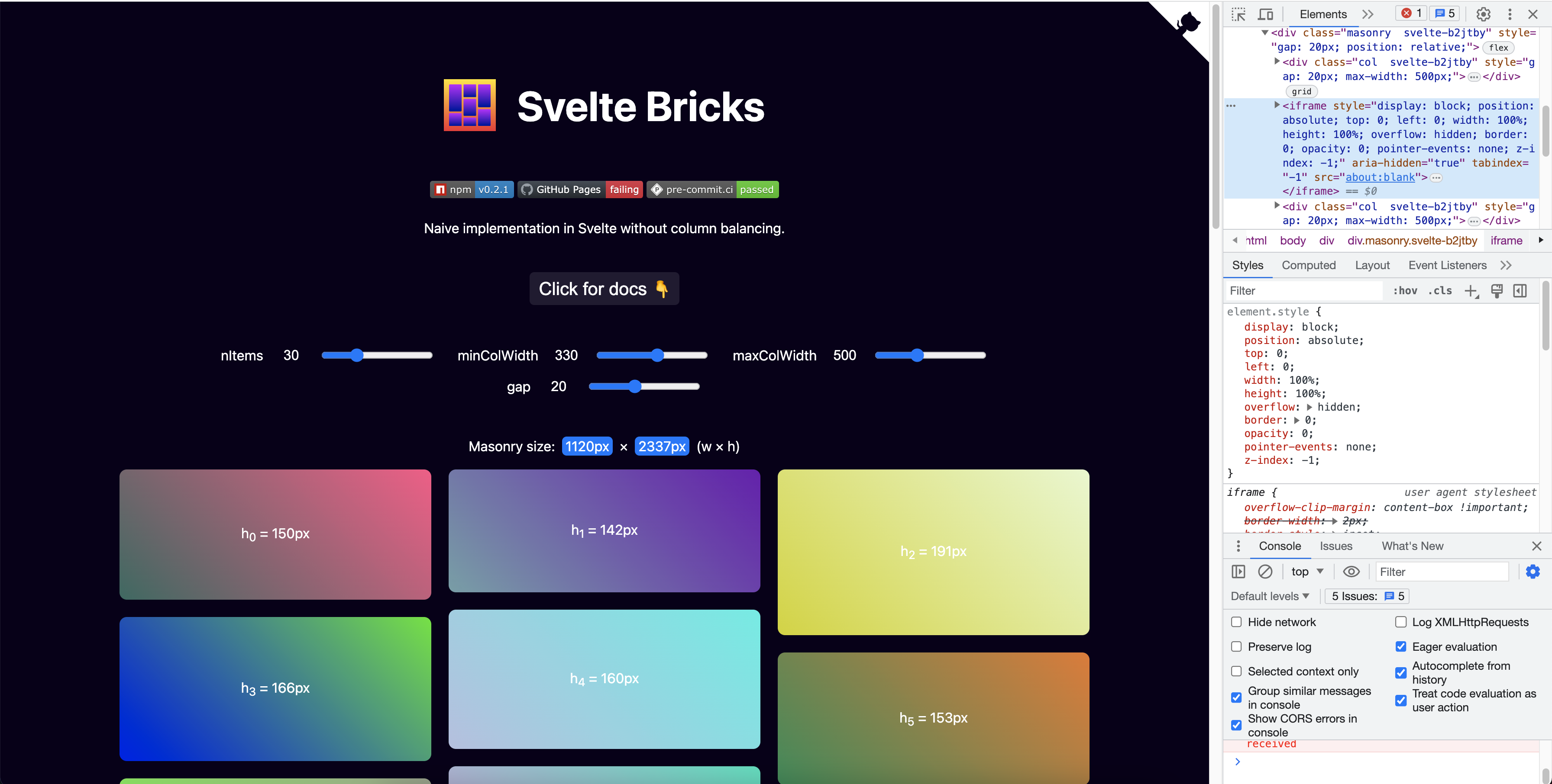 binds are creating an iframe limiting per column styling. · Issue #27 ...