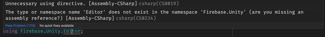 Not Being Able To Declare Usingfirebaseunityeditor In Unity · Issue 896 · Firebase 2323