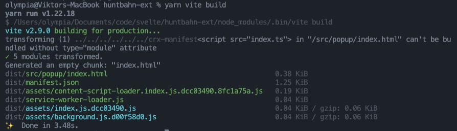 [vite + svelte-ts] index.ts in popup/index.html can't be bundled without type="module" attribute ...