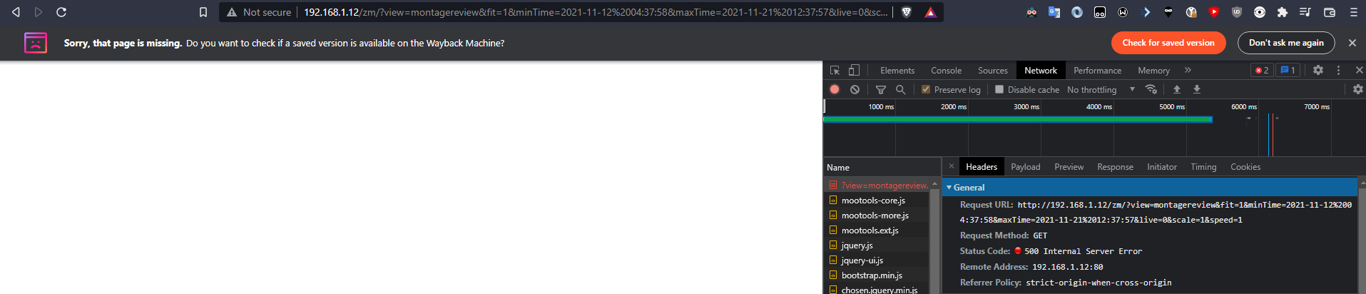 Error 500 when trying to view montage review events past ~5 days · Issue #3386 · ZoneMinder ...