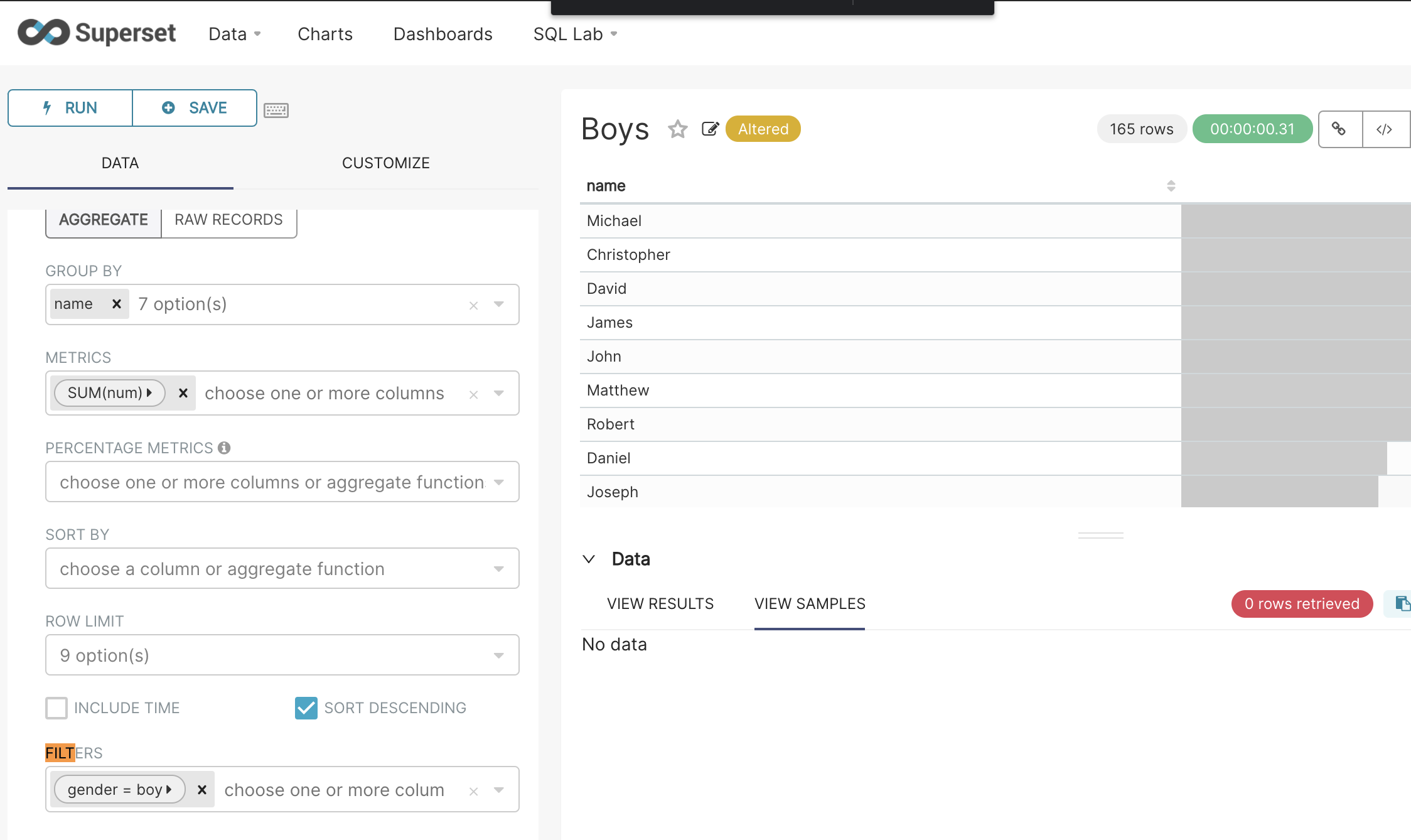 Bugexplore View Samples Shows 0 Rows When It Should Show Rows · Issue 12028 · Apache