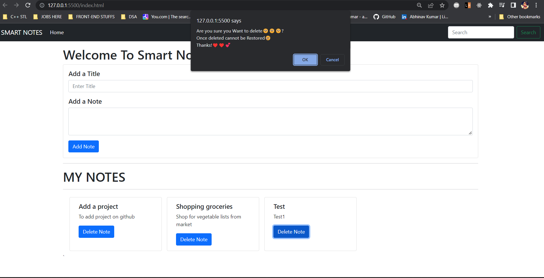 GitHub - AbhinavK98/SmartNotes-Web-App-JavaScript: The project is “Note ...