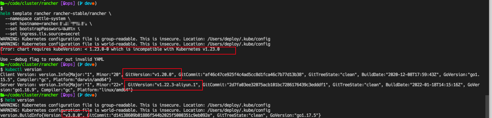 Error: chart requires kubeVersion: