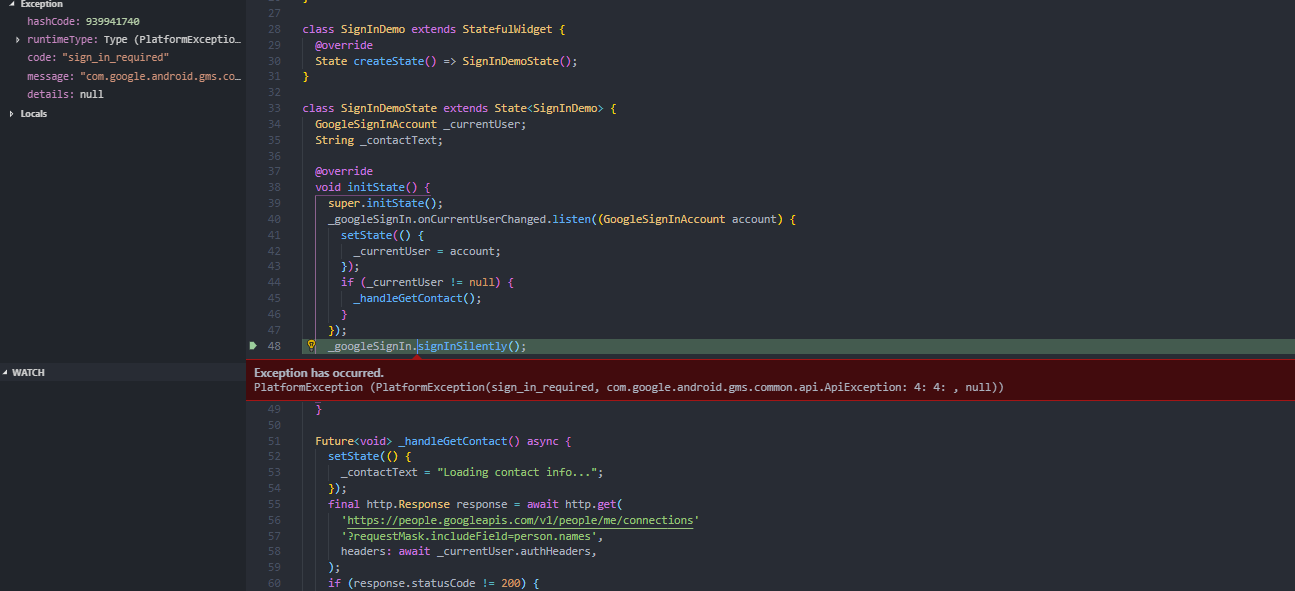 Google_sign_in errors. · Issue #35881 · flutter/flutter · GitHub