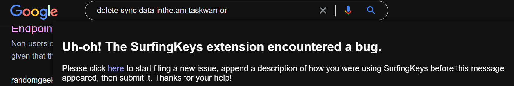 双击搜索输入框之后弹出报错提示，无法再次进入输入框，按esc，再按两次gi，才能重新进入 · Issue 1833 · Brookhong Surfingkeys · Github