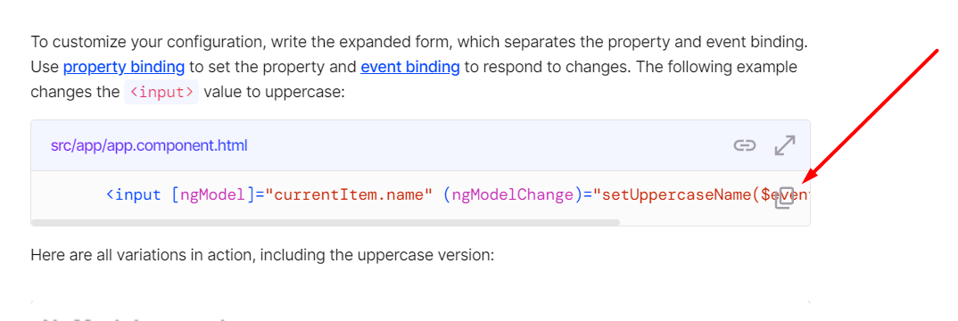 Copy button isn't visible well when code example in one line · Issue #53119 · angular/angular ...
