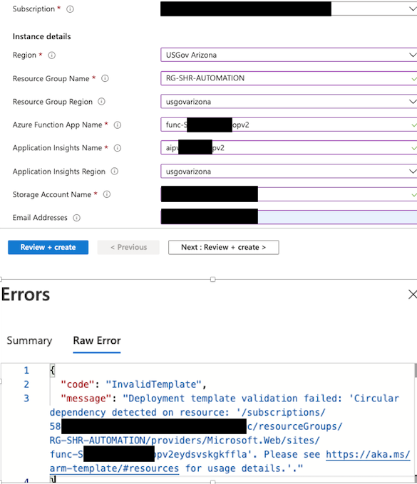 Deployment Validation Failed Circular Dependency Code Invalidtemplate · Issue 14 · Microsoft