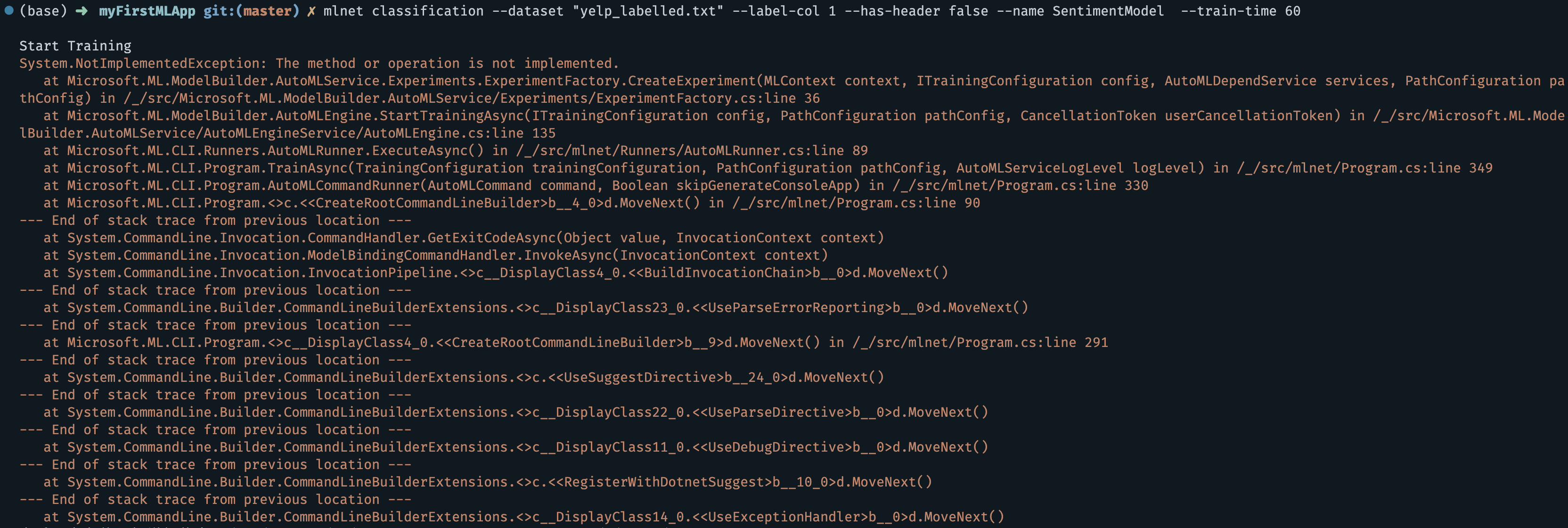 Got Stucked In Mlnet Tutorial · Issue 2426 · Dotnet Machinelearning Modelbuilder · Github