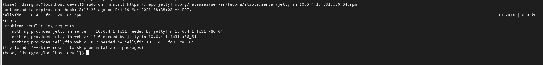 Fedora install fails · Issue #5572 · jellyfin/jellyfin · GitHub