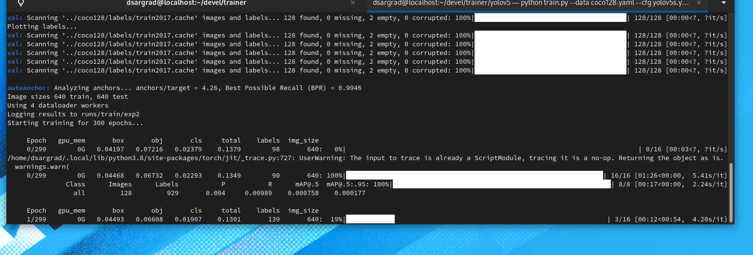 As I begin to train on the coco set, or even on a smaller coco128 set, the training crashes with ...