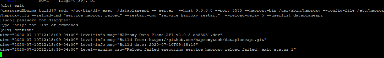 Error Code 400, Message Code 14 On Transaction Commit · Issue #119 · haproxytech/dataplaneapi ...