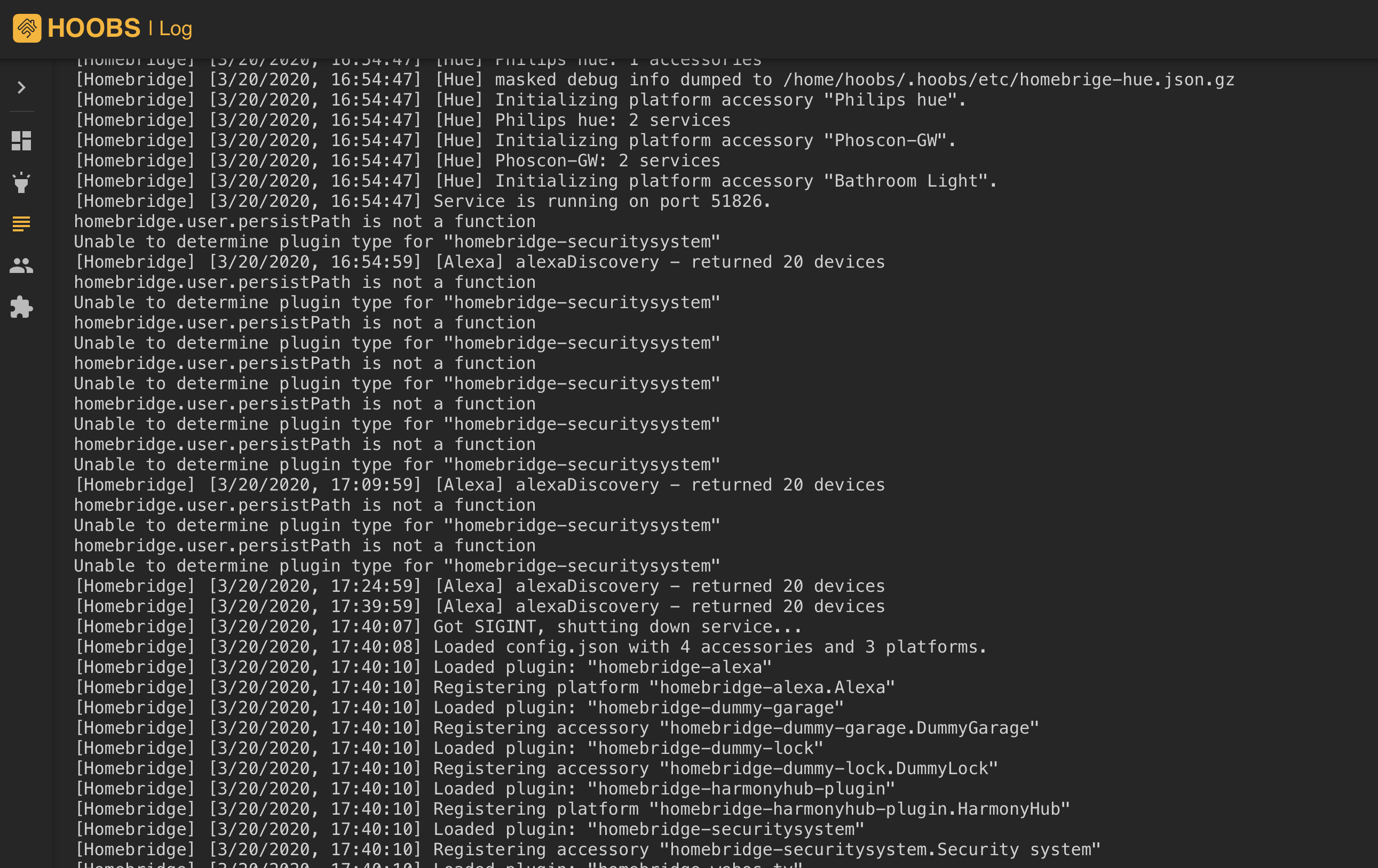 Plugin Configuration missing when using HOOBS Homebridge · Issue #20 ...