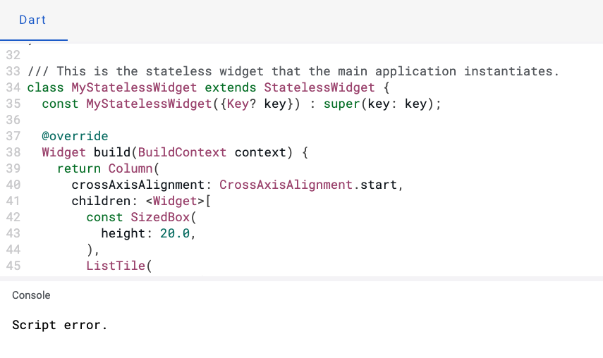 Api Doc Hero Class Sample Code Outputs Script Error · Issue 89969 · Flutterflutter · Github