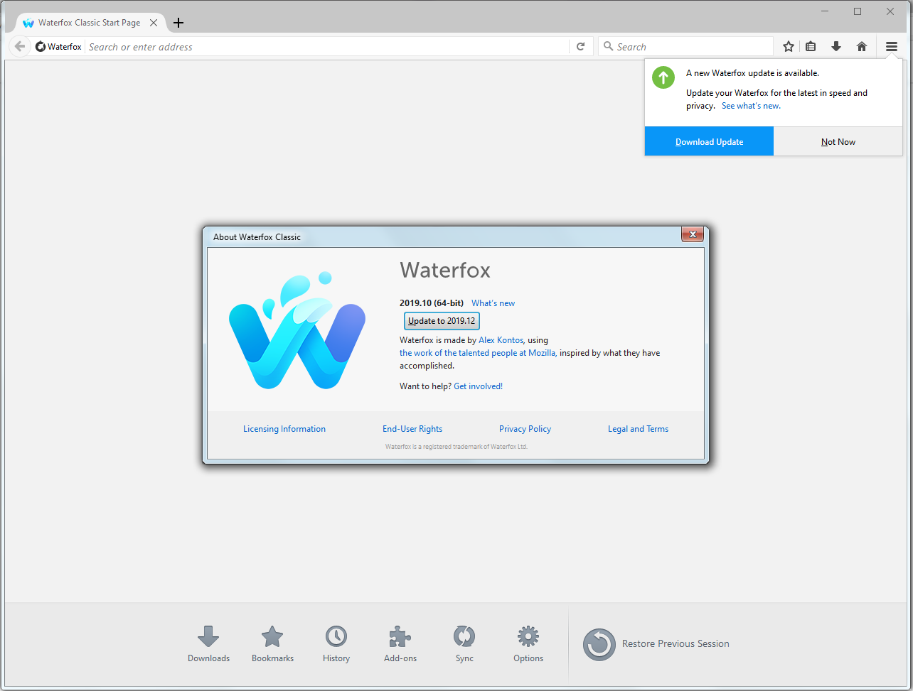 Waterfox not detecting any updates - again... · Issue #1352 ...