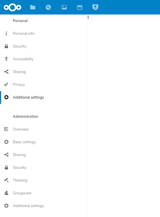 NC 16 additional settings show a 1 · Issue #15713 · nextcloud/server · GitHub