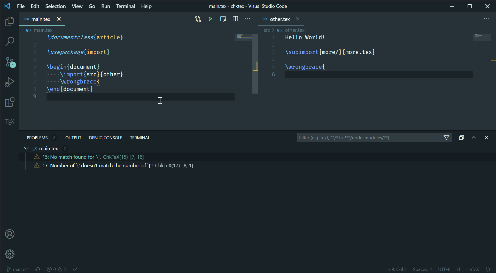 Recursive file discovery via 'import' and 'subimport' for chktex does not work · Issue #2535 ...