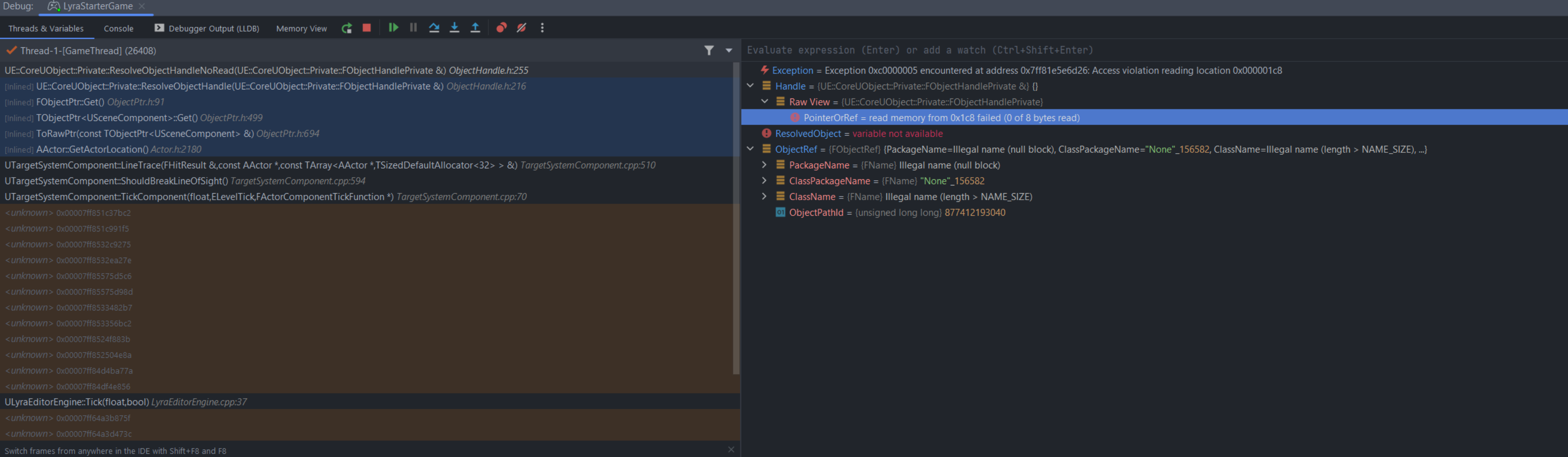 Locked Target While Player Dies Causes Unhandled Exception · Issue 32 8768