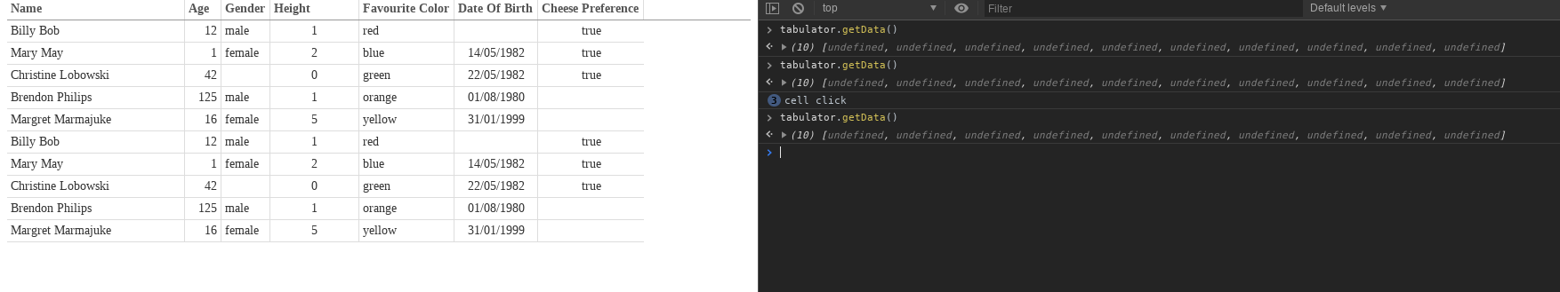 GetData function returns an array of undefined · Issue #1926 · olifolkerd/tabulator · GitHub