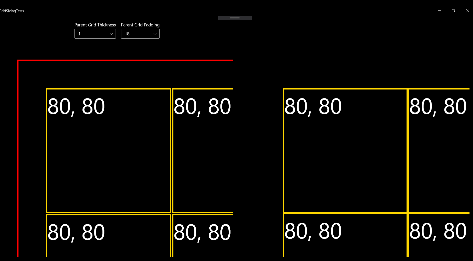 When a Parent Grid has a BorderThickness>0 and Padding>0. Some BorderThickness/Padding values ...