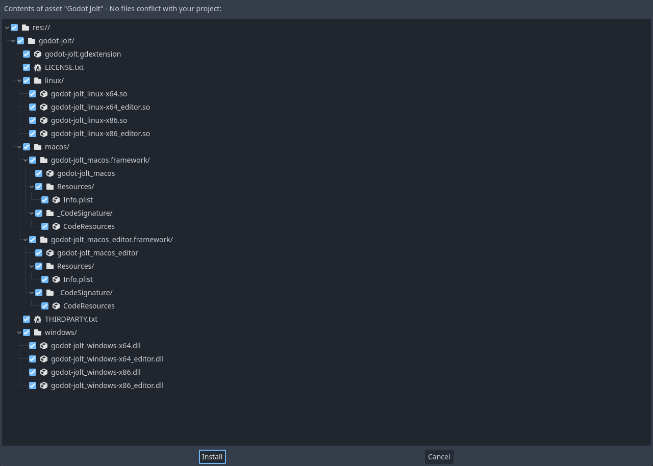 No Addons Directory Is Created When Installing Through The Editor · Issue 480 · Godot Jolt