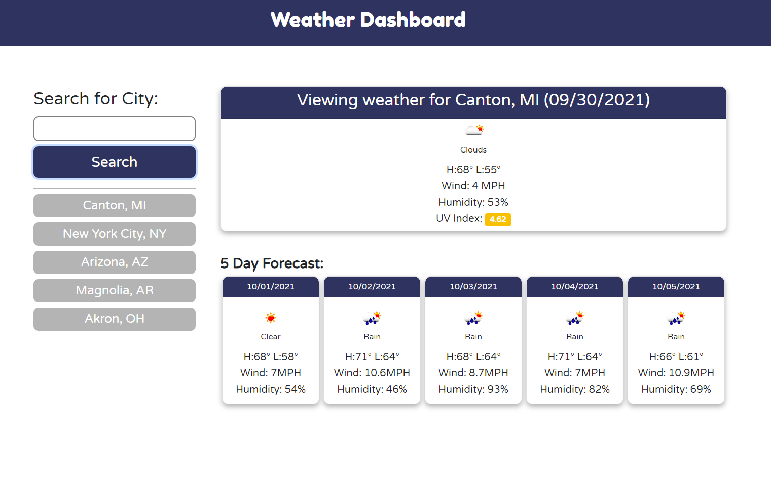 GitHub - Jakeology/weather-dashboard