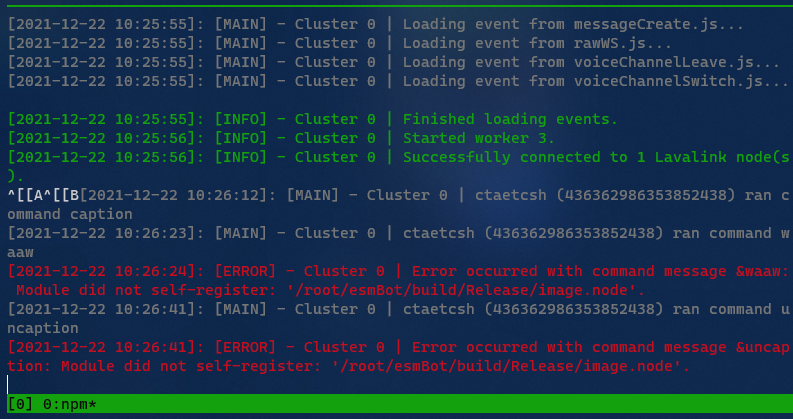 "Module did not self-register" when running selfhosted version of bot · Issue #172 · esmBot ...