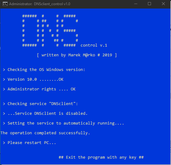 GitHub - Xmarkom/DNSclient-control: Batch script to enable/disable "DNSclient" service in Win10