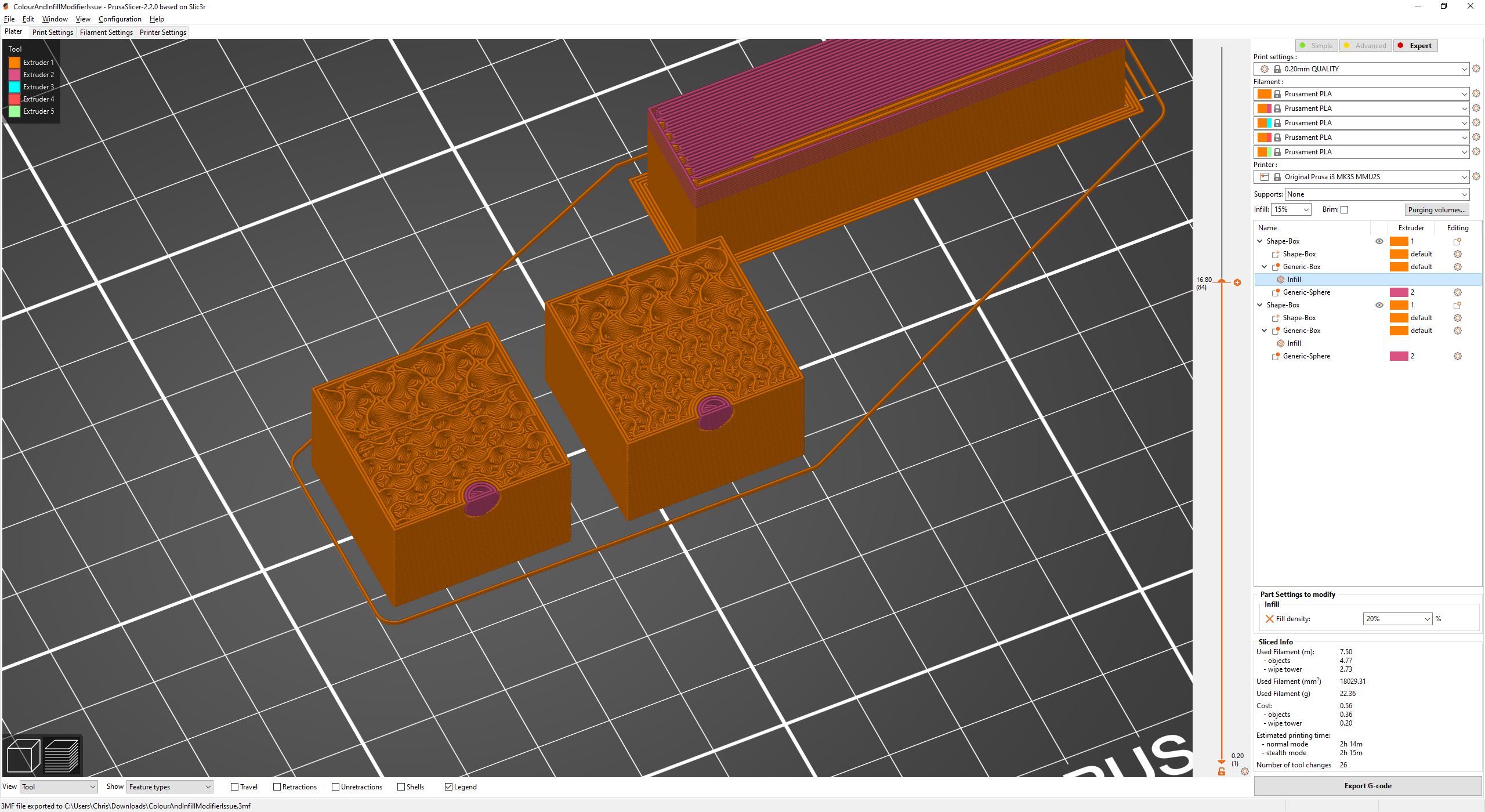 Modifier Mesh and Colour Mesh interaction breaks when reloading Prusa Slicer with multiple ...