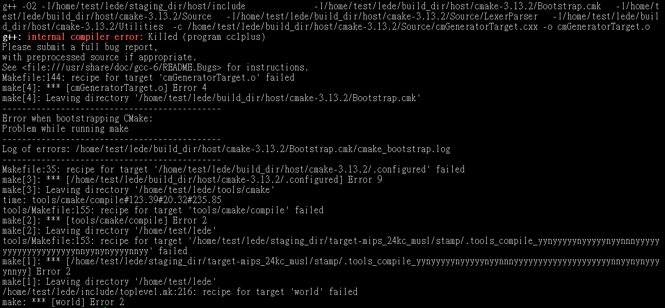 recipe for target 'world' failed · Issue #1241 · coolsnowwolf/lede · GitHub