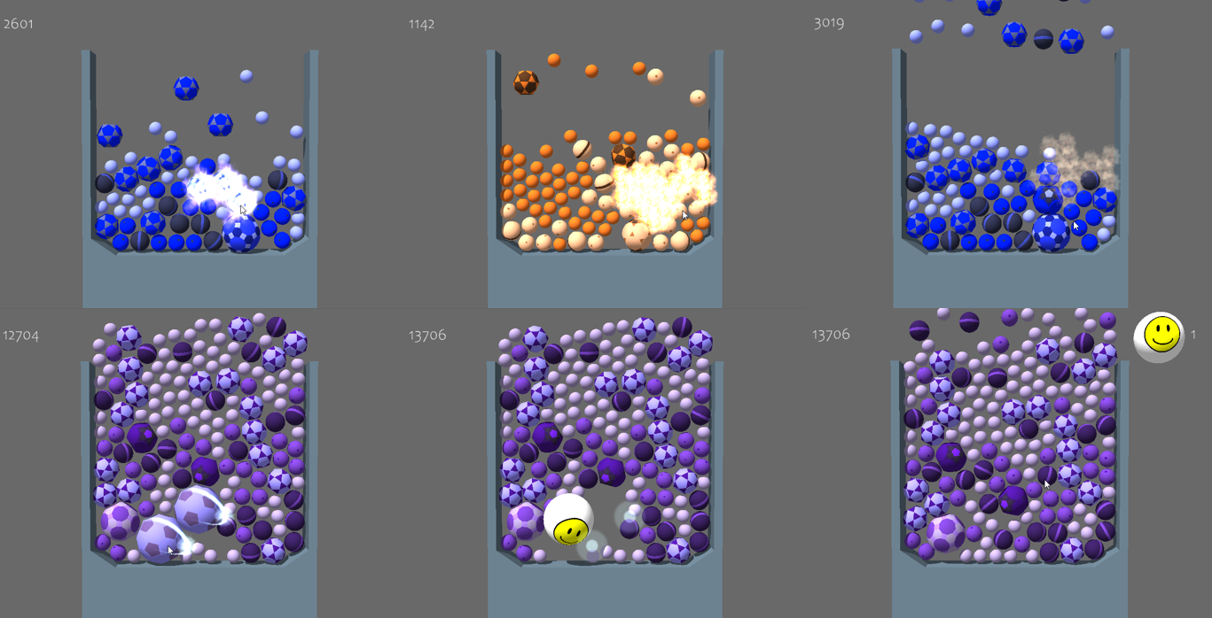 GitHub - taKana671/MergeBalls: Game to combine balls with the same color, size and shape continually