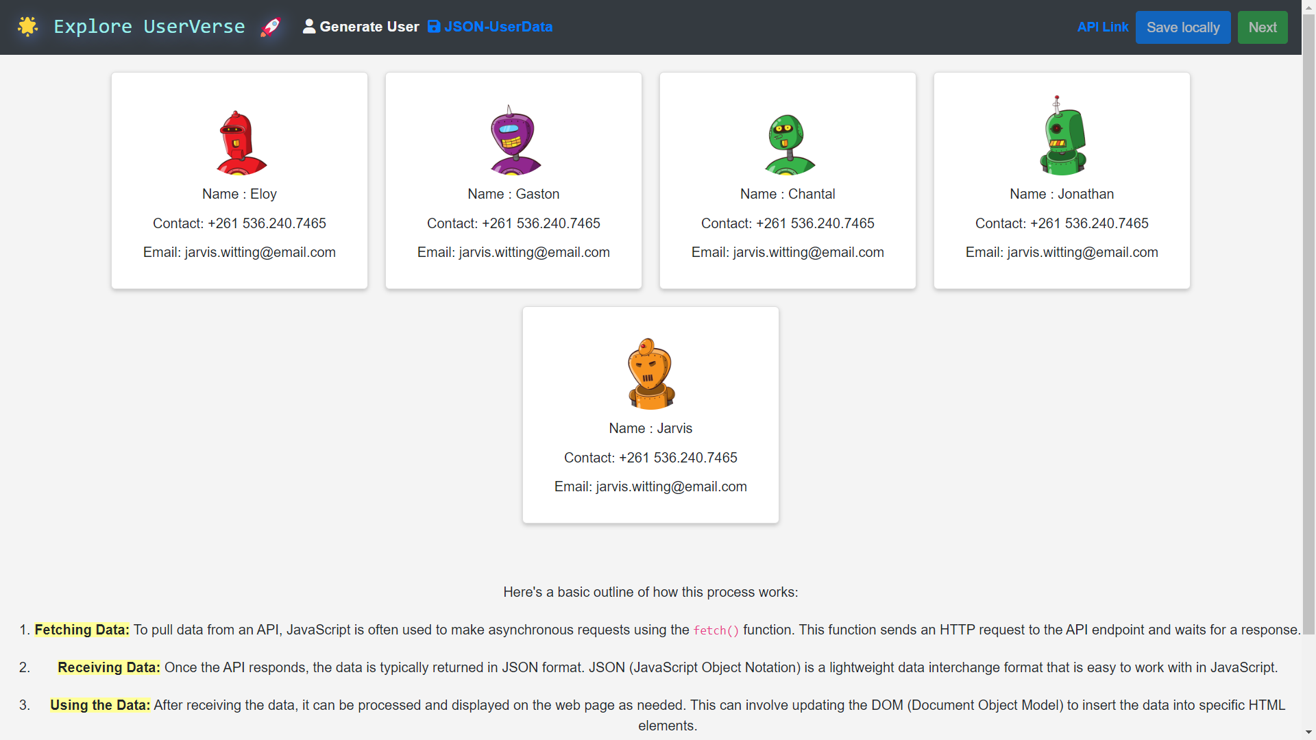 GitHub - PawanSirsat/Generate-RandomUser-API: RandomUserGenerator is a web application that ...