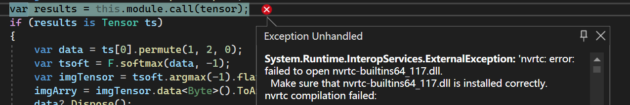 Error in Torchsharp model inference in version 0.100.0 · Issue #999 · dotnet/TorchSharp · GitHub