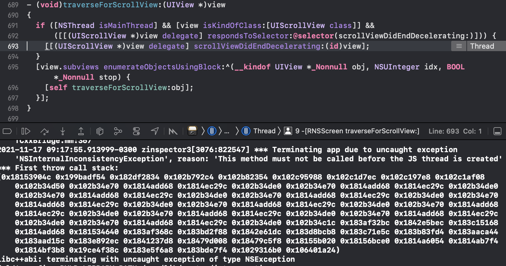 iOS debug mode crash almost on every refresh · Issue #1211 · software-mansion/react-native ...