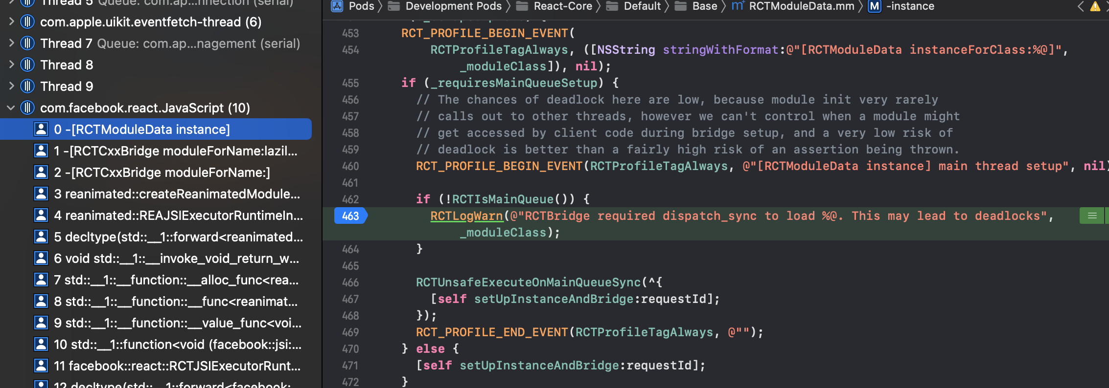 iOS 2.1.0 - RCTBridge required dispatch_sync to load RNGestureHandlerModule. This may lead to ...