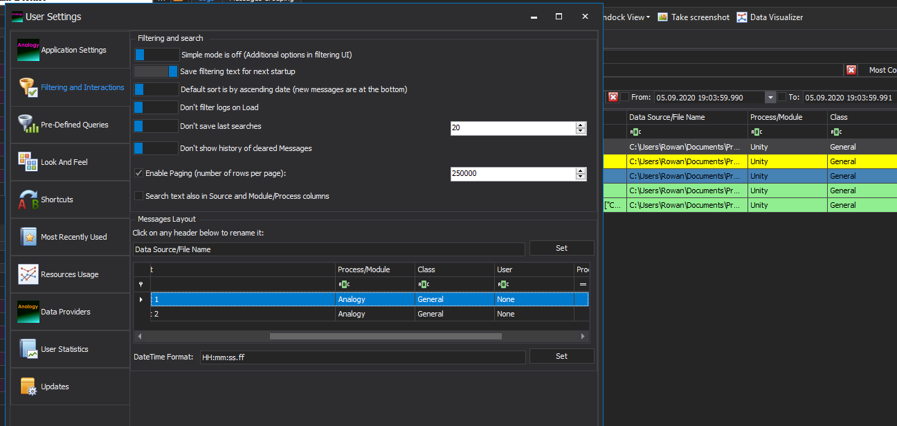 [Filtering] Message layout does not affect view and keeps resetting ...