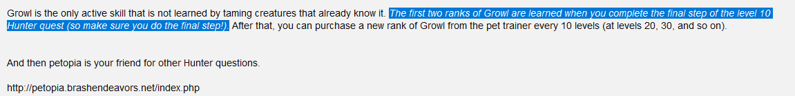 pet cant learn growl (rank 1) · Issue #2278 · SunwellWoW/Sunwell-TBC-Bugtracker · GitHub