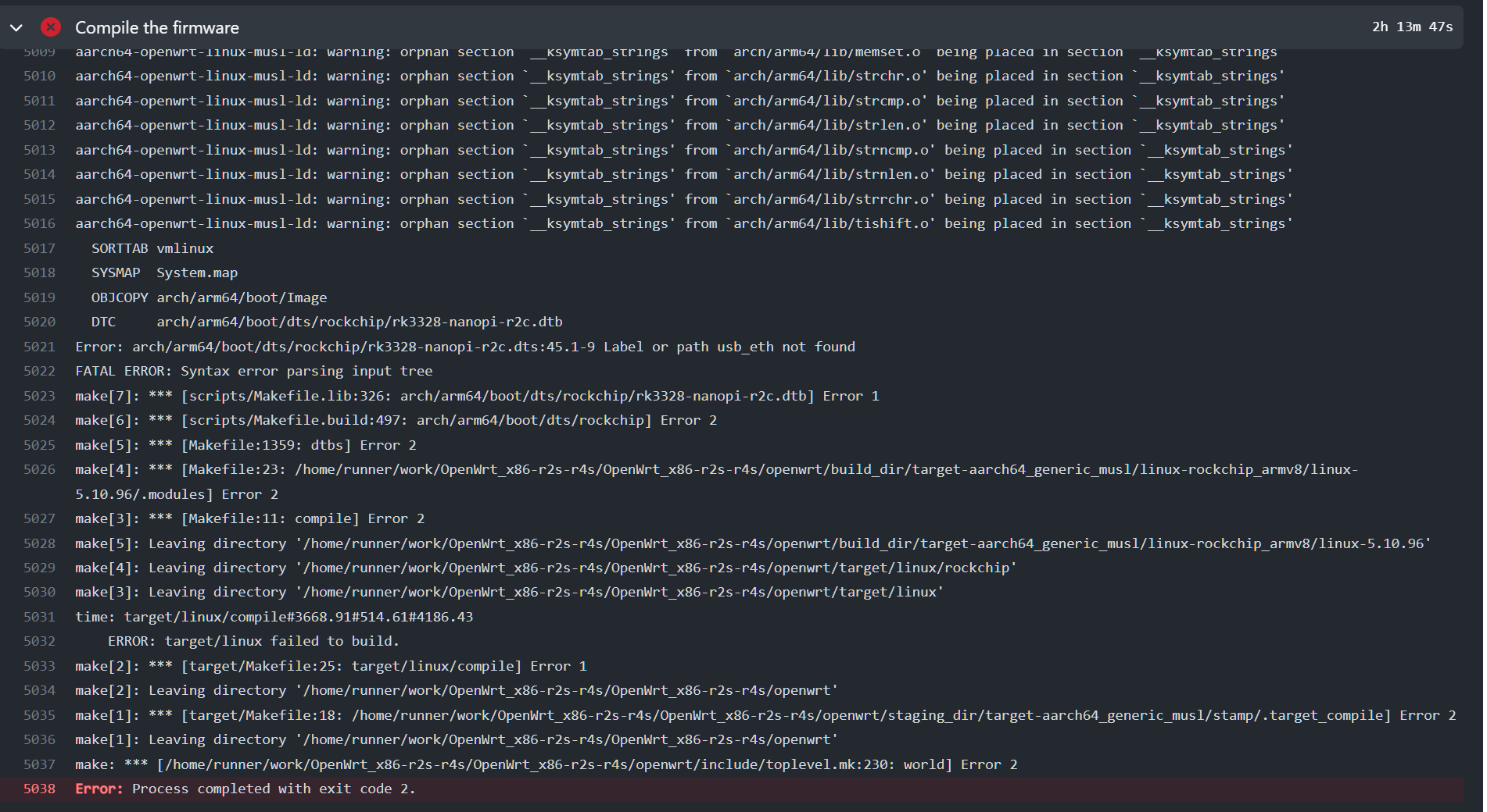 rockchip: fix led-data of NanoPi R2C 导致编译失败 · Issue #599 · immortalwrt/immortalwrt · GitHub