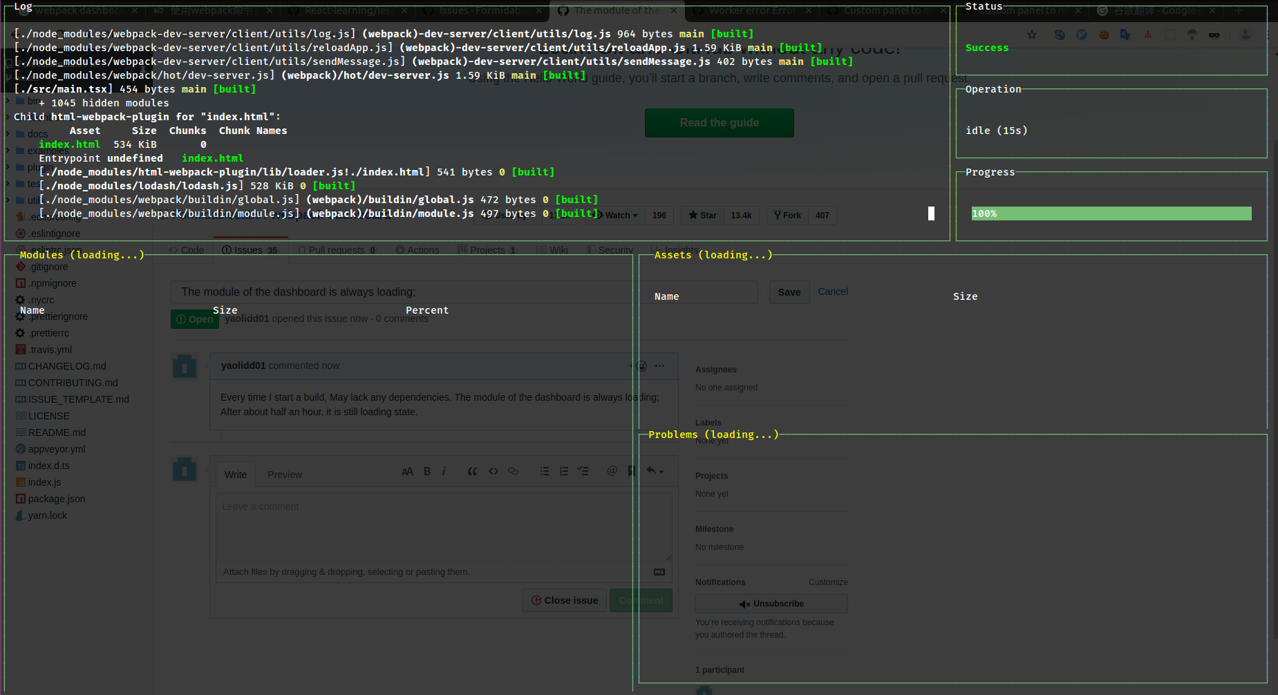 The Module Of The Dashboard Is Always Loading · Issue 298 · Formidablelabs Webpack Dashboard