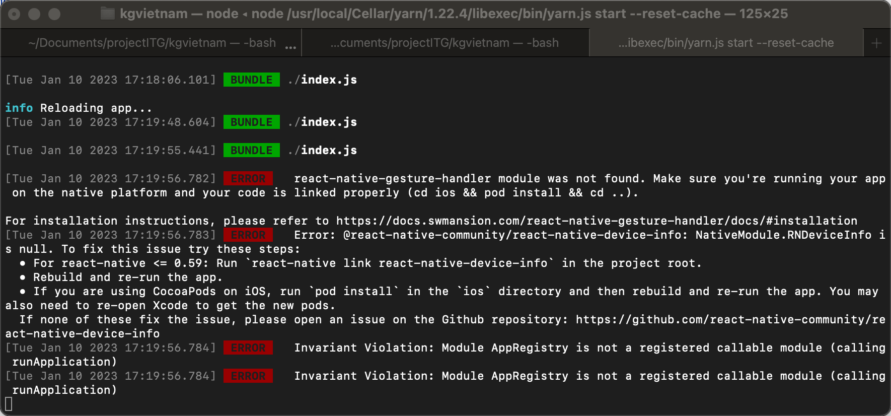 react-native-gesture-handler module was not found. Make sure you're running your app on the ...