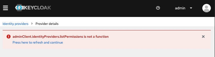 Identity providers: Selecting provider name is throwing an error ...