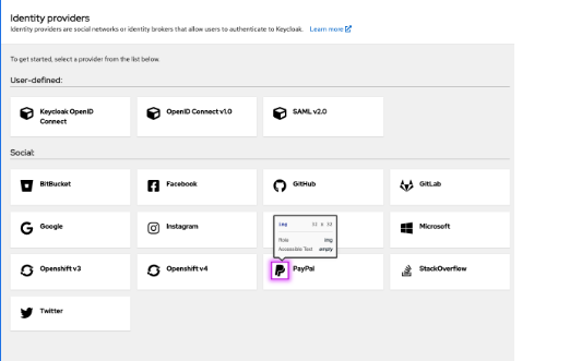 Accessibility Identity Providers Critical Issues · Issue 17803 · Keycloak Keycloak · Github