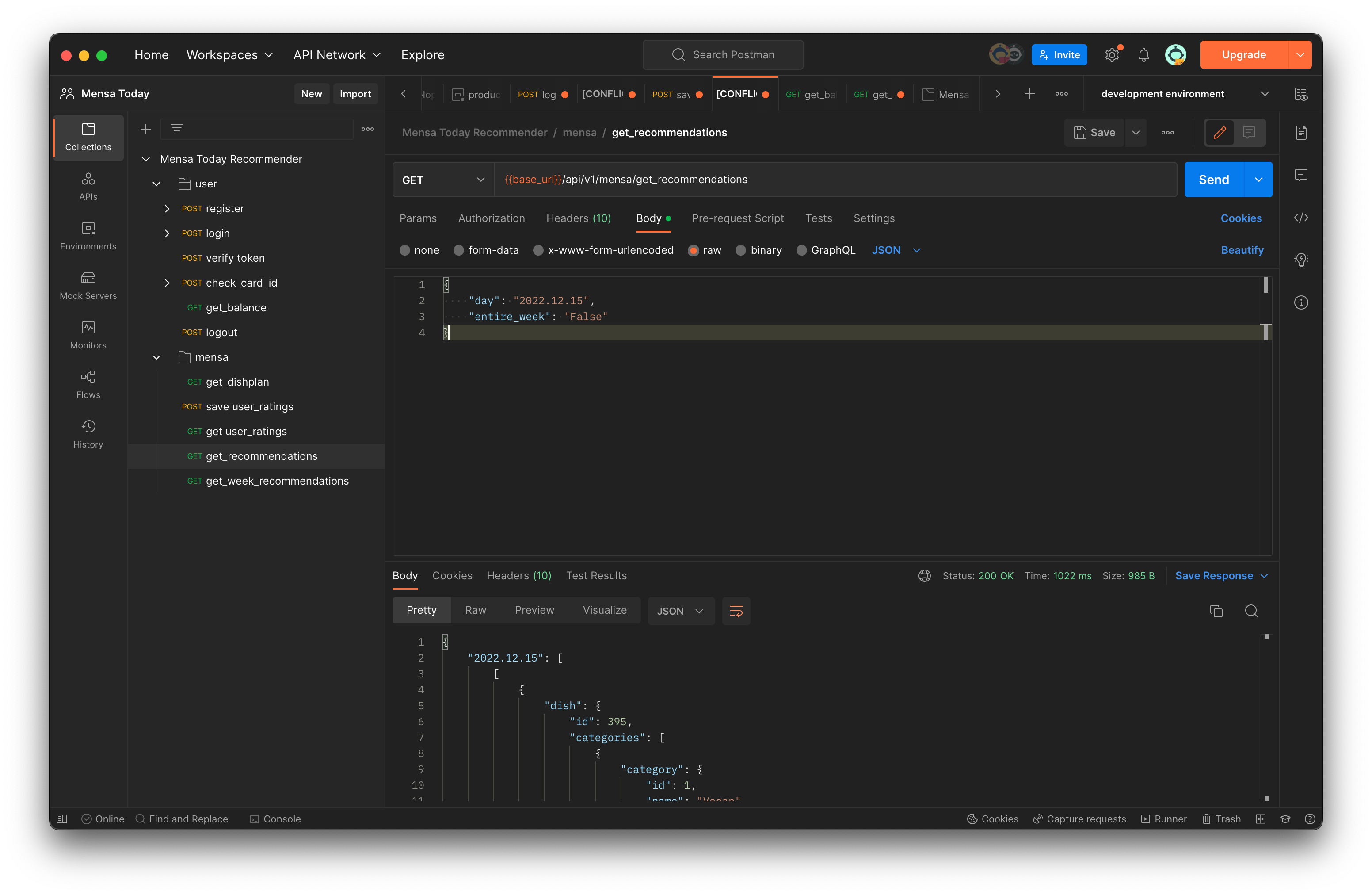 If there are no dishes on the dishplan, there is an 500 Internal Server Error when calling get ...