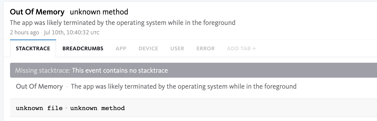 Out Of Memory at application restart in Debug · Issue #378 · bugsnag/bugsnag-react-native · GitHub